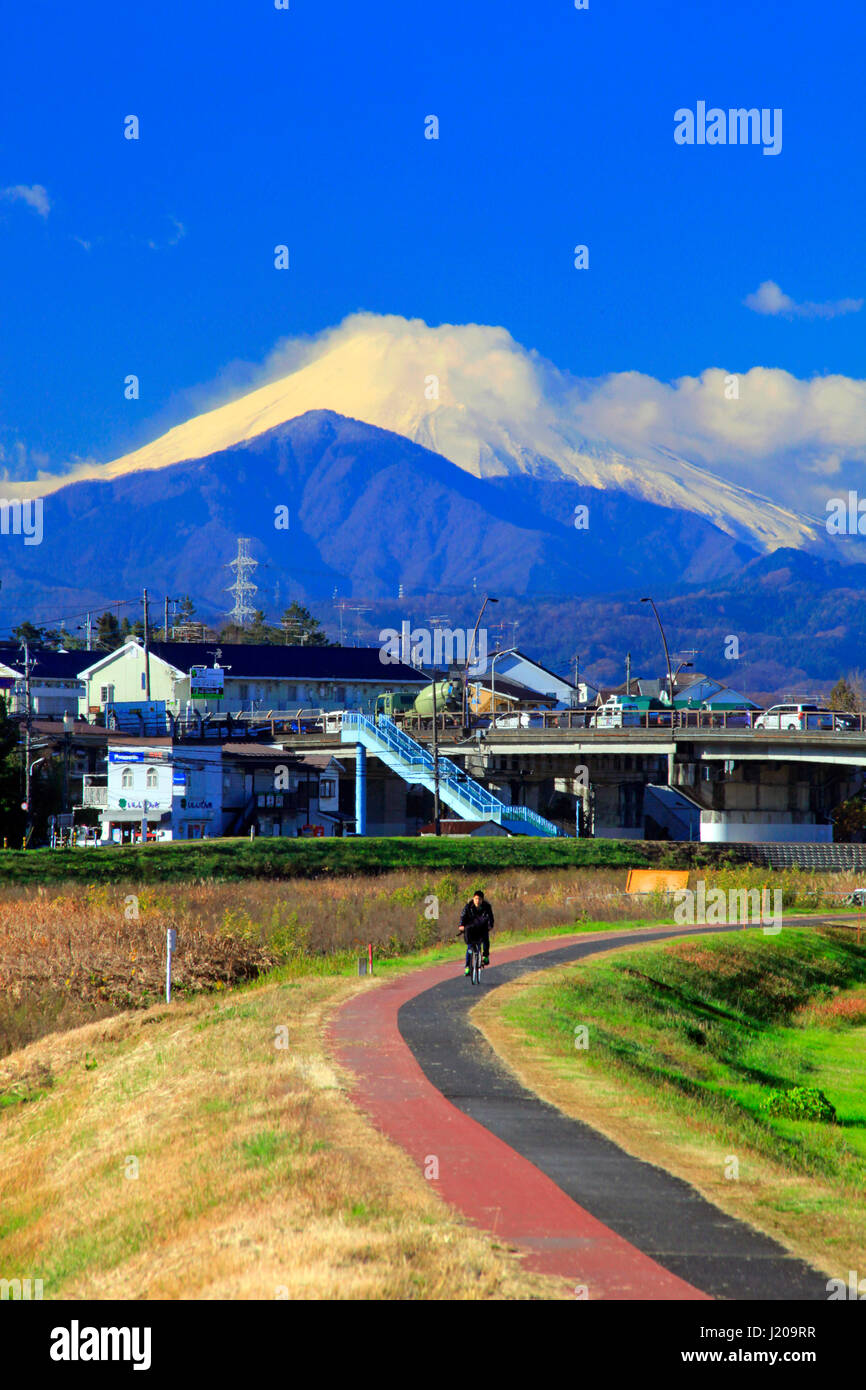 Mount Fuji View from Asakawa River Hino city Tokyo Japan Stock Photo ...