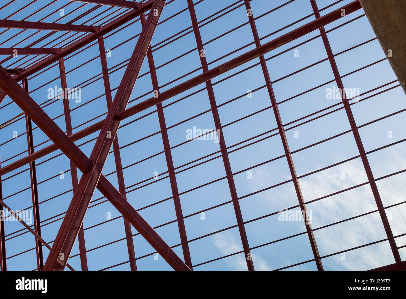 Structural steel beam on roof of building residential construction ...