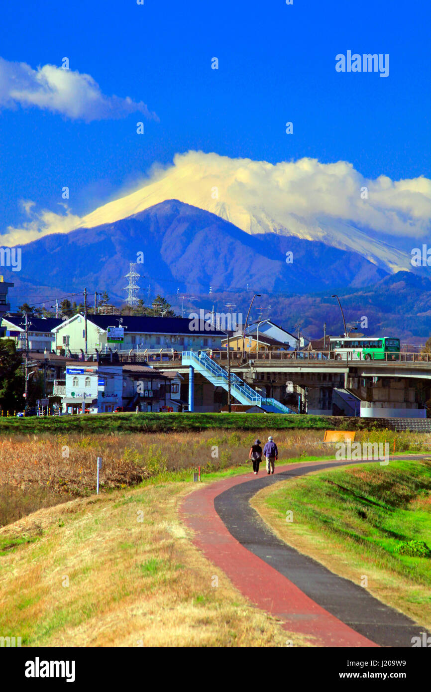 Mount Fuji View from Asakawa River Hino city Tokyo Japan Stock Photo ...