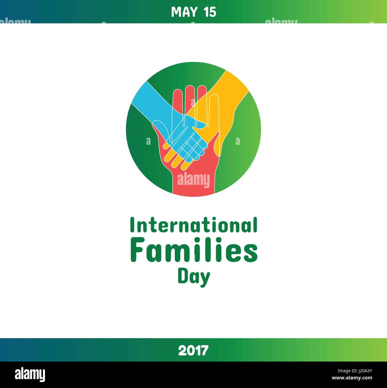 International Day of Families, May 15. Vector design element. Hand of ...