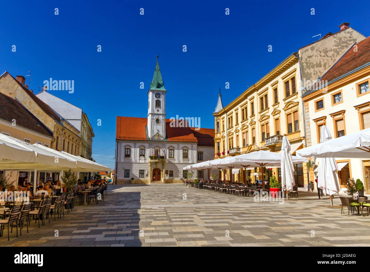 Varazdin main square with its belltower by day, Croatia Stock Photo - Alamy