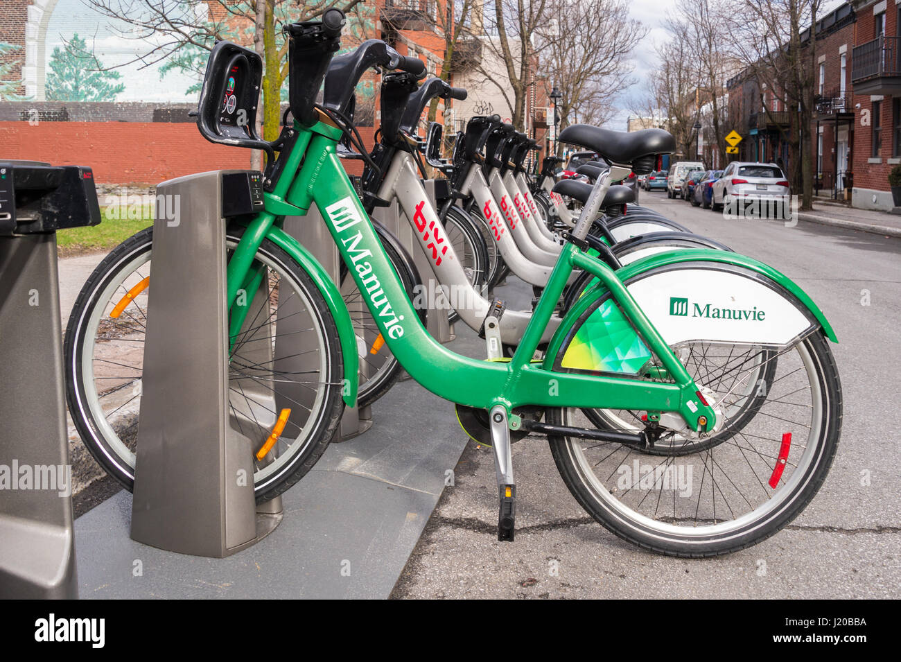 Montreal, Canada - 21 April 2017: Bixi station on berri street Stock ...