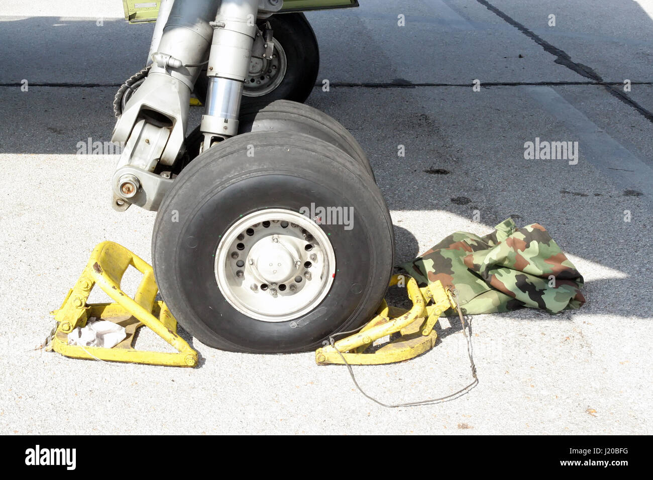 Airplane wheel. Small military jet wheel Stock Photo - Alamy