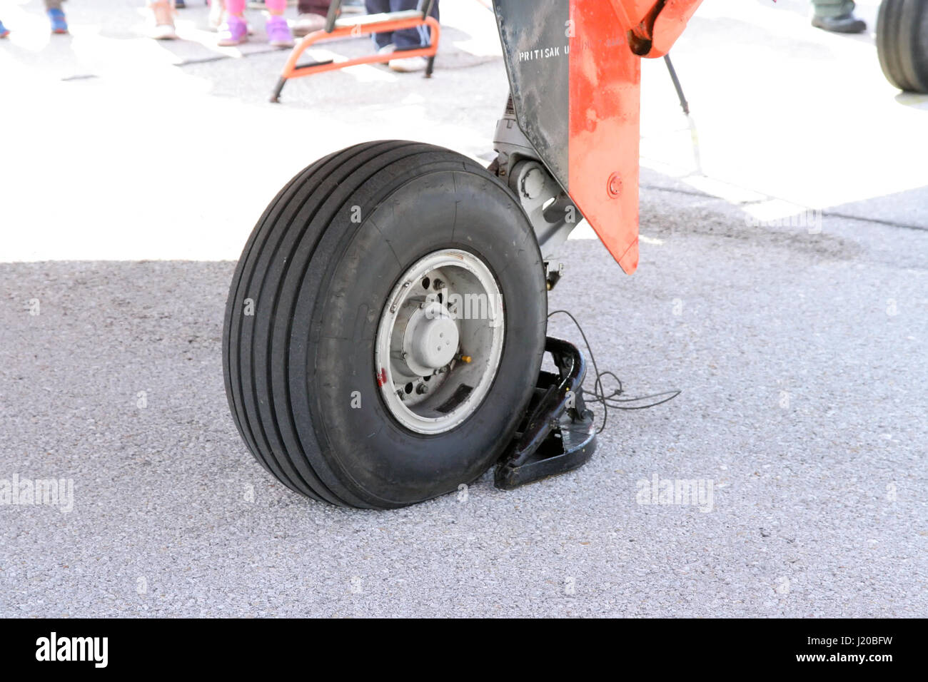 Airplane wheel. Small military jet wheel Stock Photo - Alamy