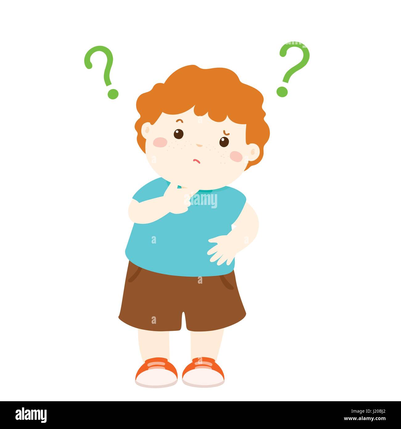 Cute little boy copper hair wondering cartoon character vector ...