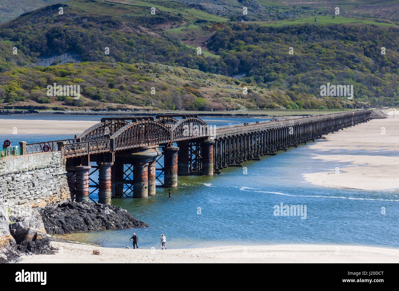 The Cambrian Coast railway line crosses the Mawddach Estuary near ...
