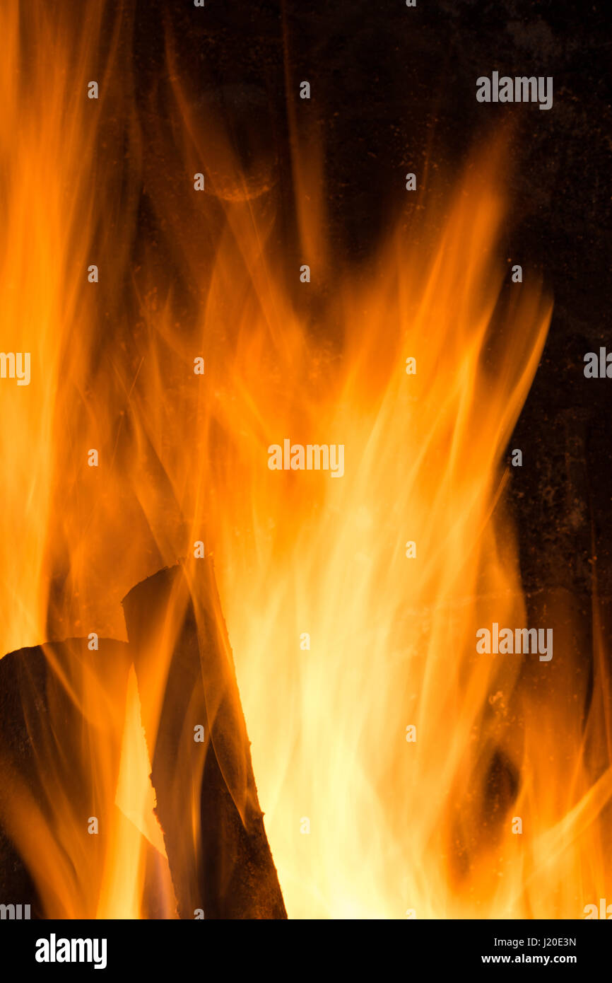 Hot flames in a fireplace Stock Photo - Alamy