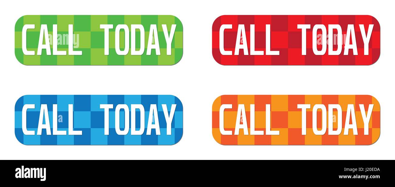 CALL TODAY text, on rectangle, zig zag pattern stamp sign, in color set ...