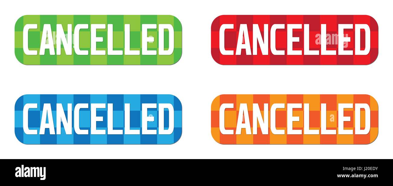 CANCELLED text, on rectangle, zig zag pattern stamp sign, in color set ...