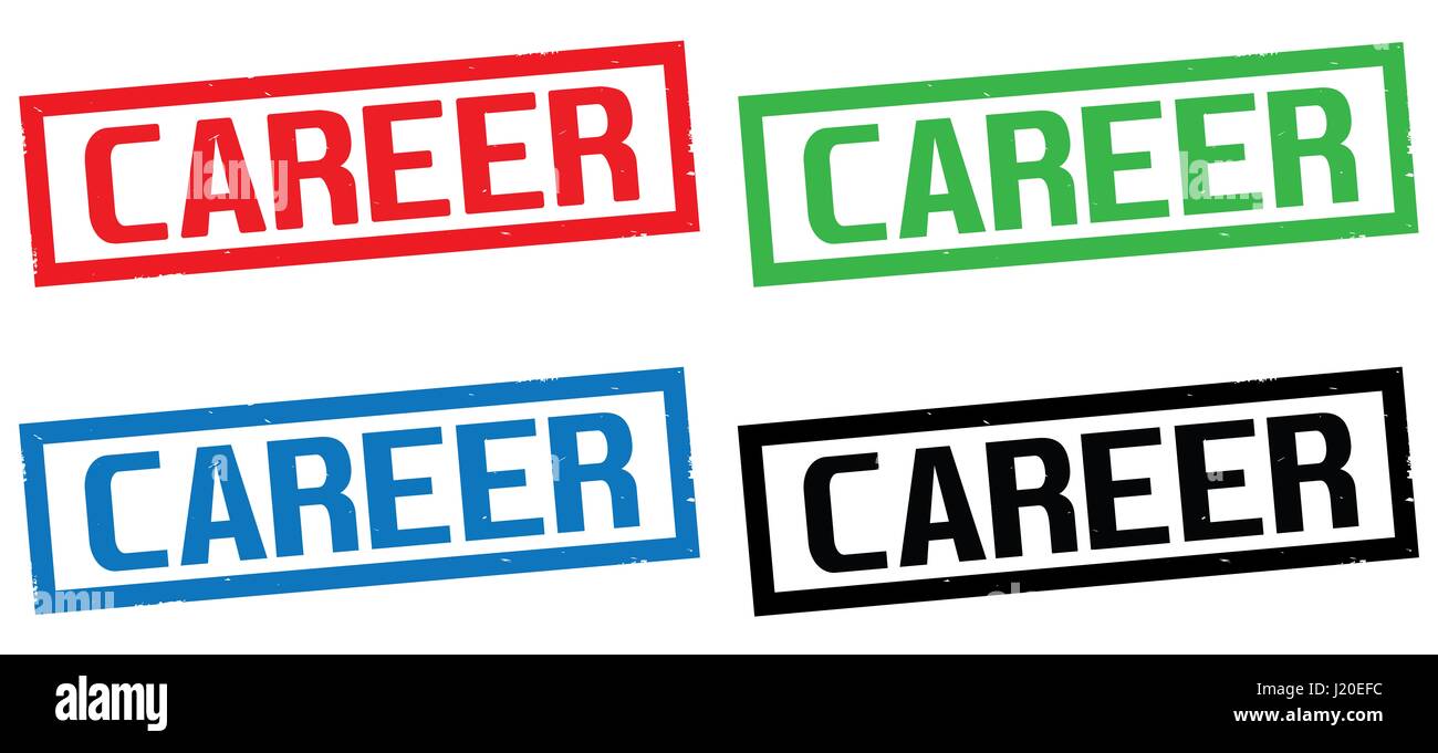 CAREER text, on rectangle border stamp sign, in color set Stock Photo ...