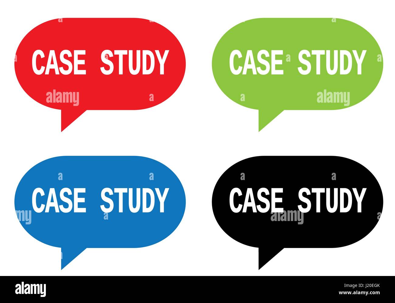 CASE STUDY text, on rectangle speech bubble sign, in color set Stock ...