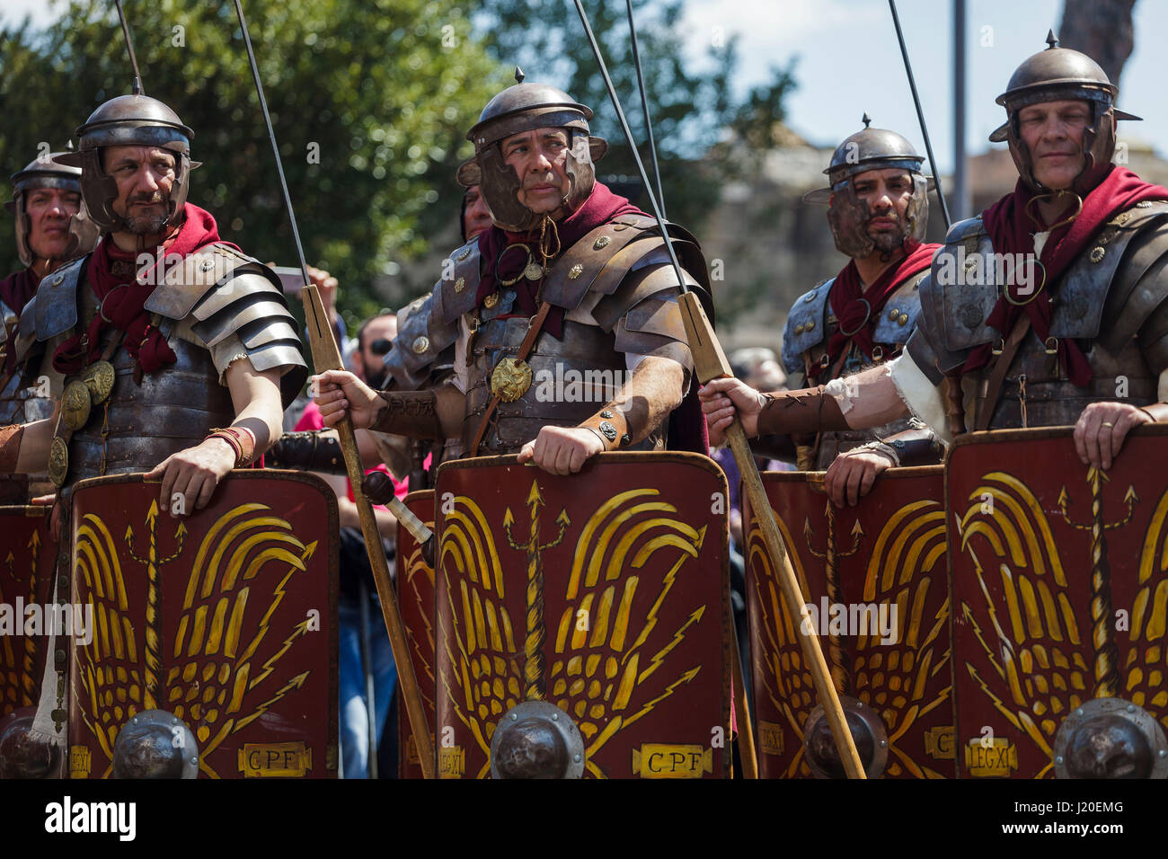 Rome, Italy. 23rd Apr, 2017. Members of the Roman Historical Group ...