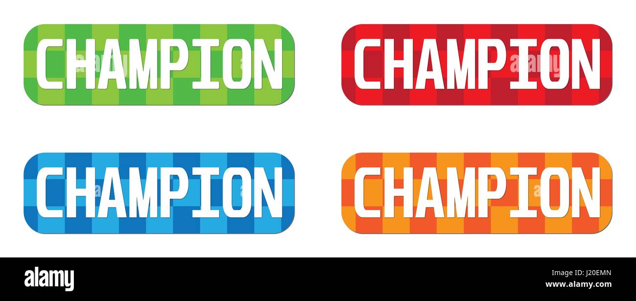 CHAMPION text, on rectangle, zig zag pattern stamp sign, in color set ...