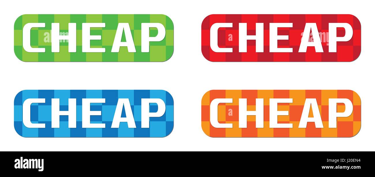 CHEAP text, on rectangle, zig zag pattern stamp sign, in color set ...