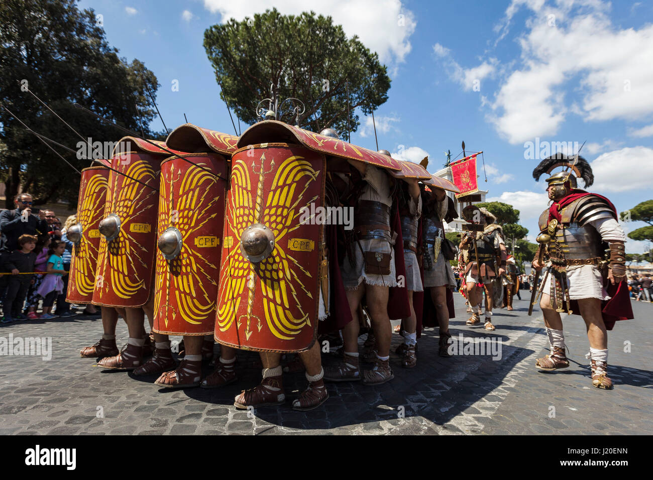 Rome, Italy. 23rd Apr, 2017. Members of the Roman Historical Group ...