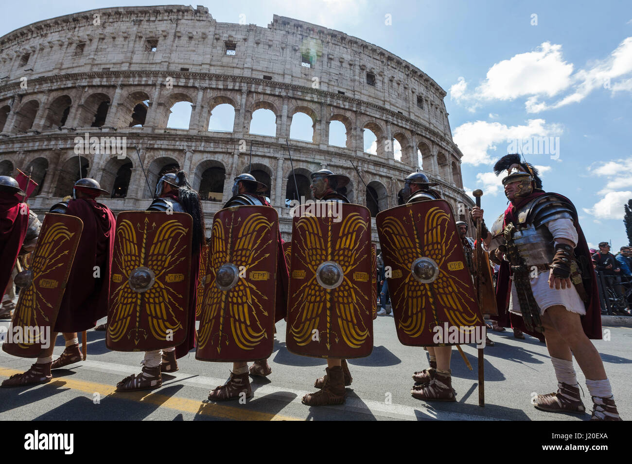 Rome, Italy. 23rd Apr, 2017. Members of the Roman Historical Group ...