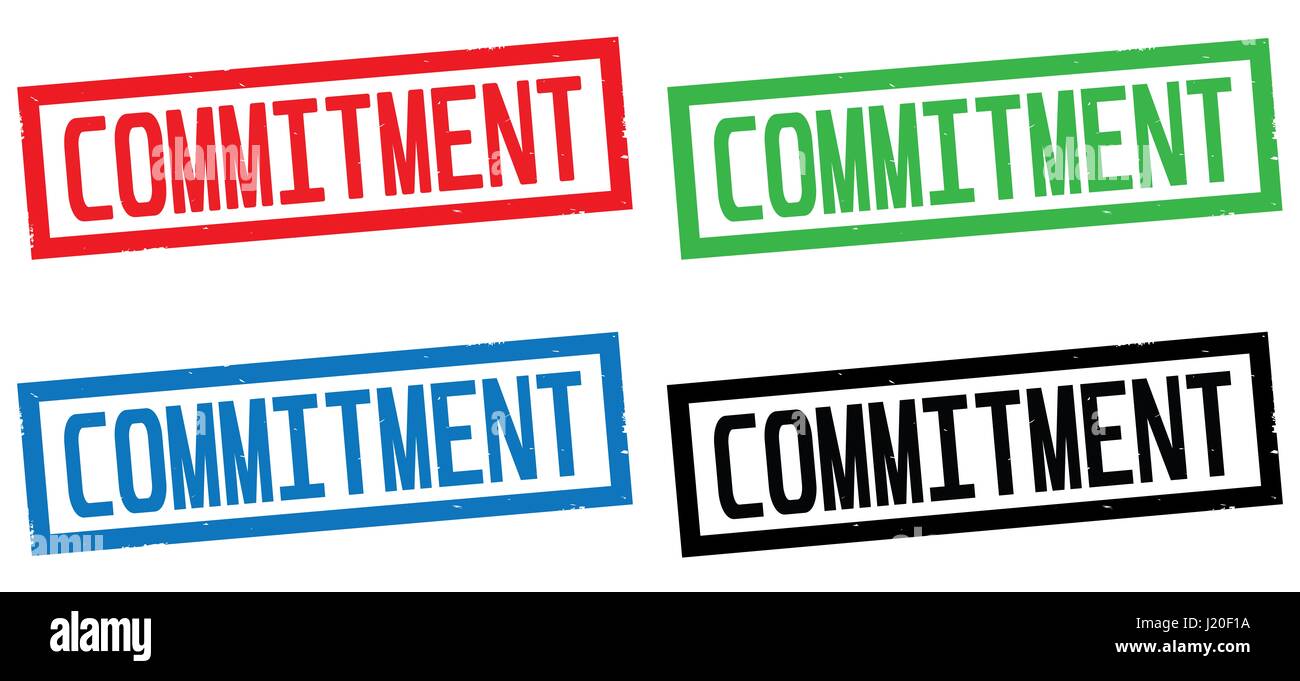 COMMITMENT text, on rectangle border stamp sign, in color set Stock ...