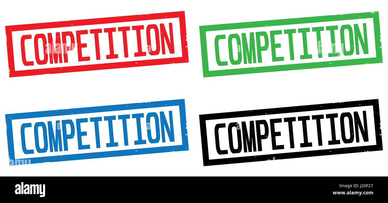 COMPETITION text, on rectangle border stamp sign, in color set Stock ...