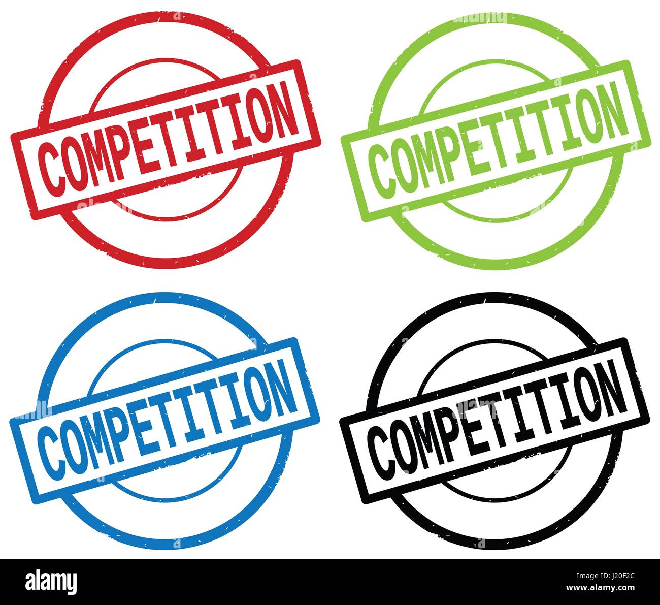 COMPETITION text, on round simple stamp sign, in color set Stock Photo ...