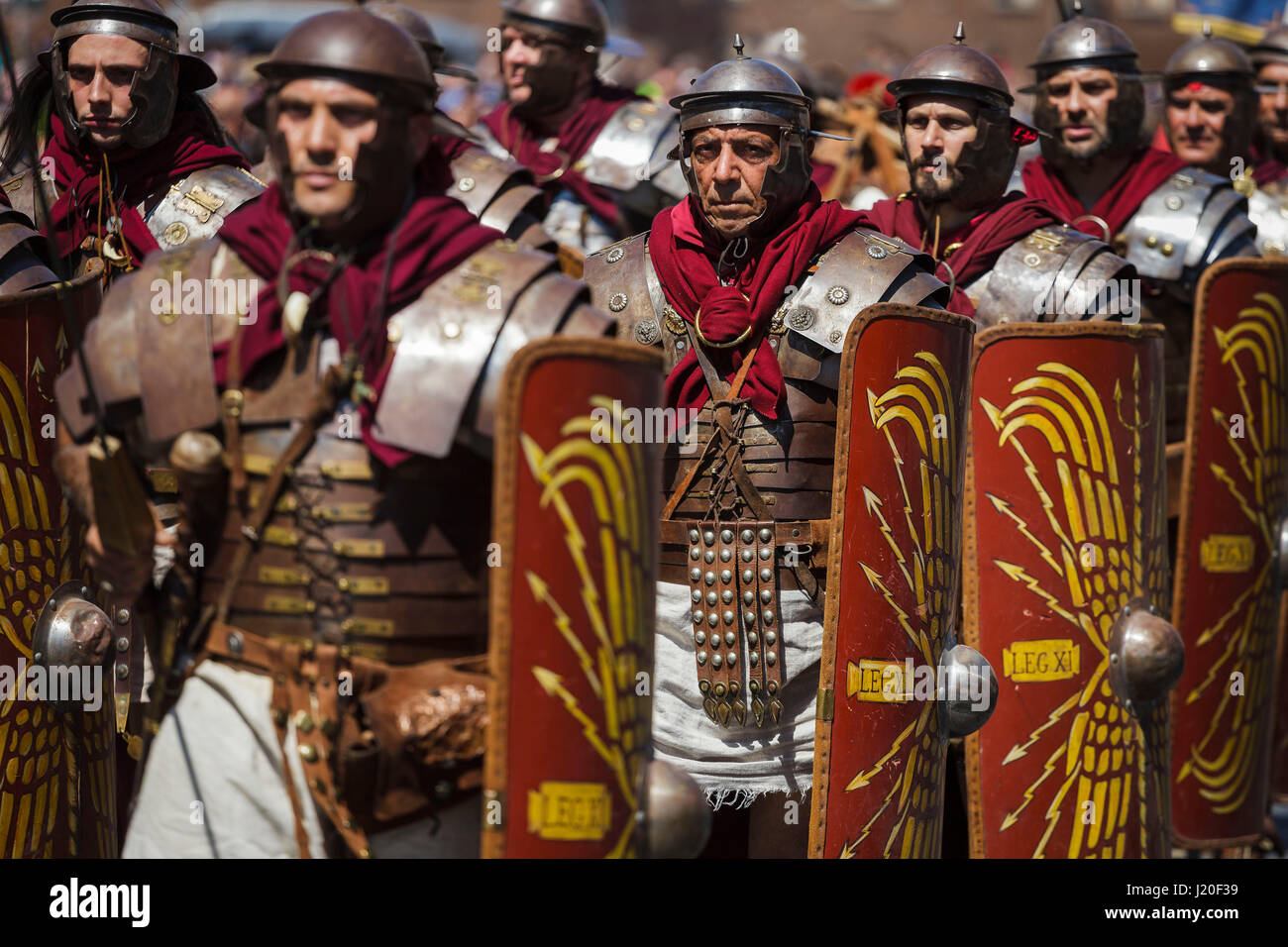 Rome, Italy. 23rd Apr, 2017. Members of the Roman Historical Group ...