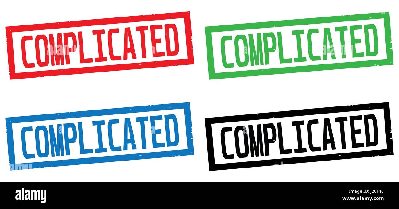 COMPLICATED text, on rectangle border stamp sign, in color set Stock ...