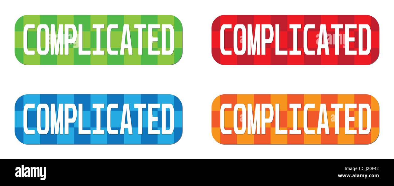 COMPLICATED text, on rectangle, zig zag pattern stamp sign, in color ...