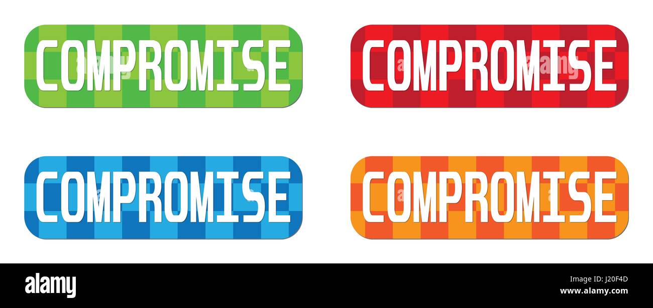 COMPROMISE text, on rectangle, zig zag pattern stamp sign, in color set ...