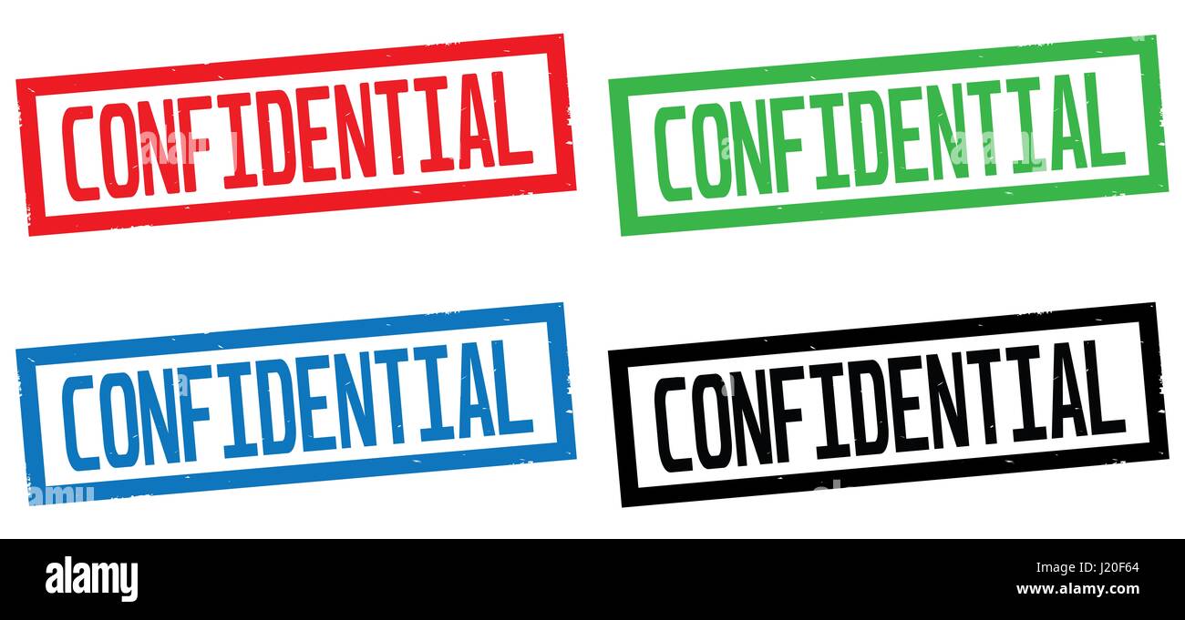 CONFIDENTIAL text, on rectangle border stamp sign, in color set Stock ...