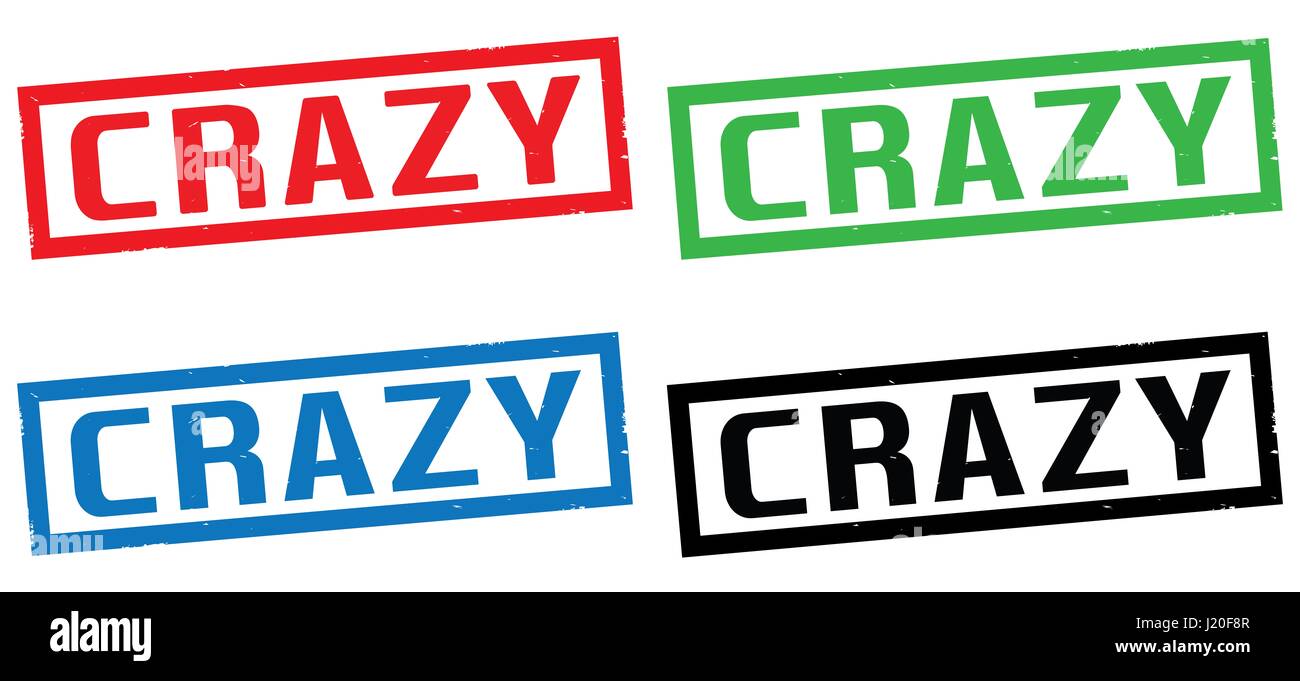 CRAZY text, on rectangle border stamp sign, in color set Stock Photo ...