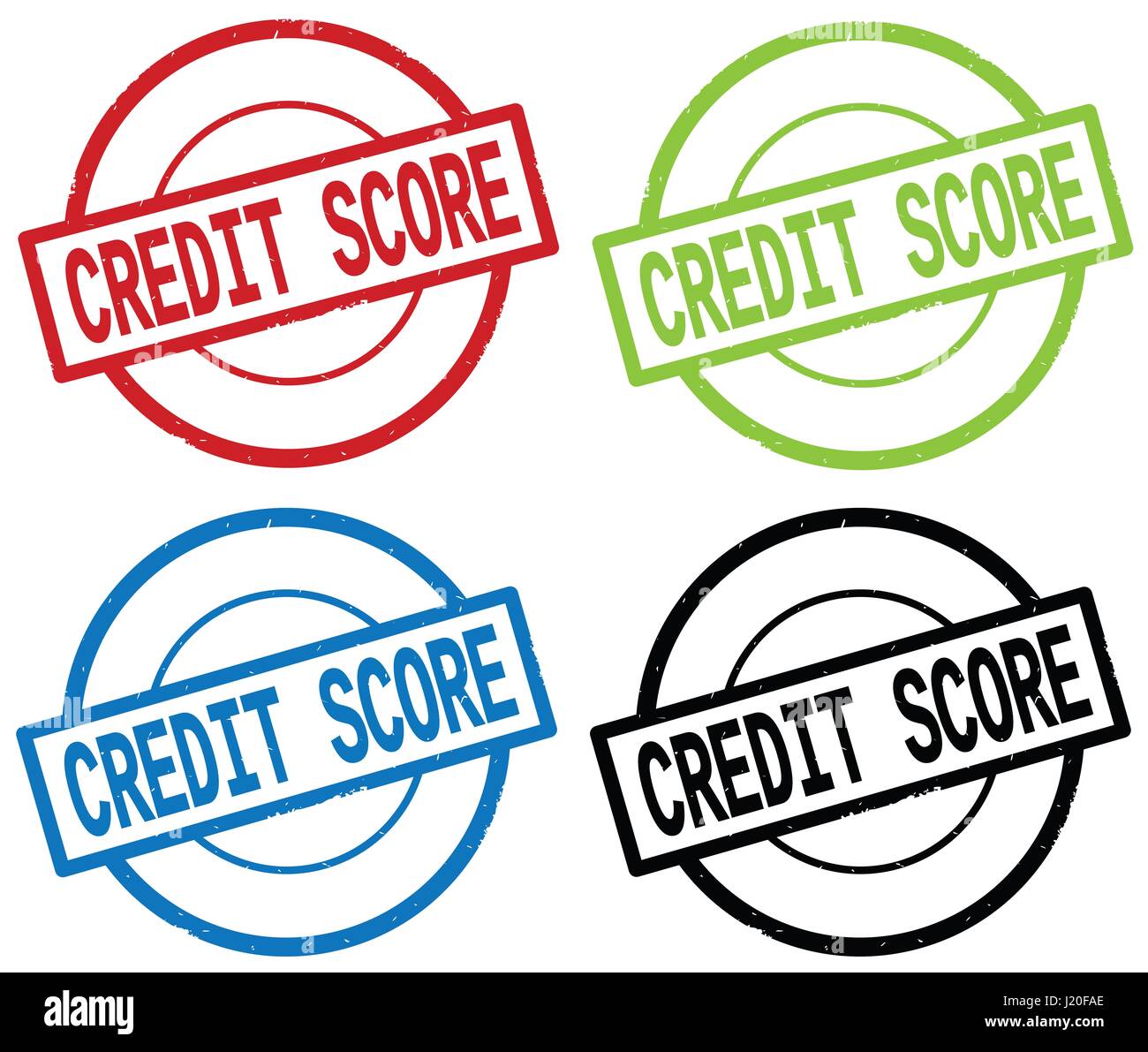 CREDIT SCORE text, on round simple stamp sign, in color set Stock Photo ...