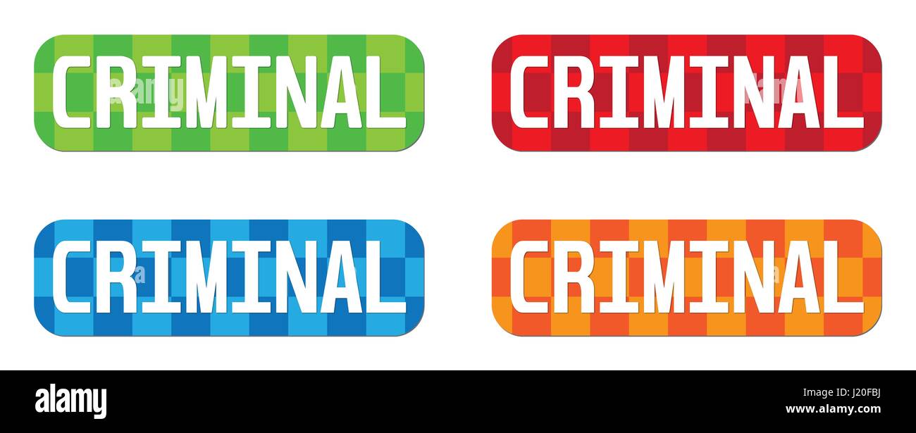 CRIMINAL text, on rectangle, zig zag pattern stamp sign, in color set ...