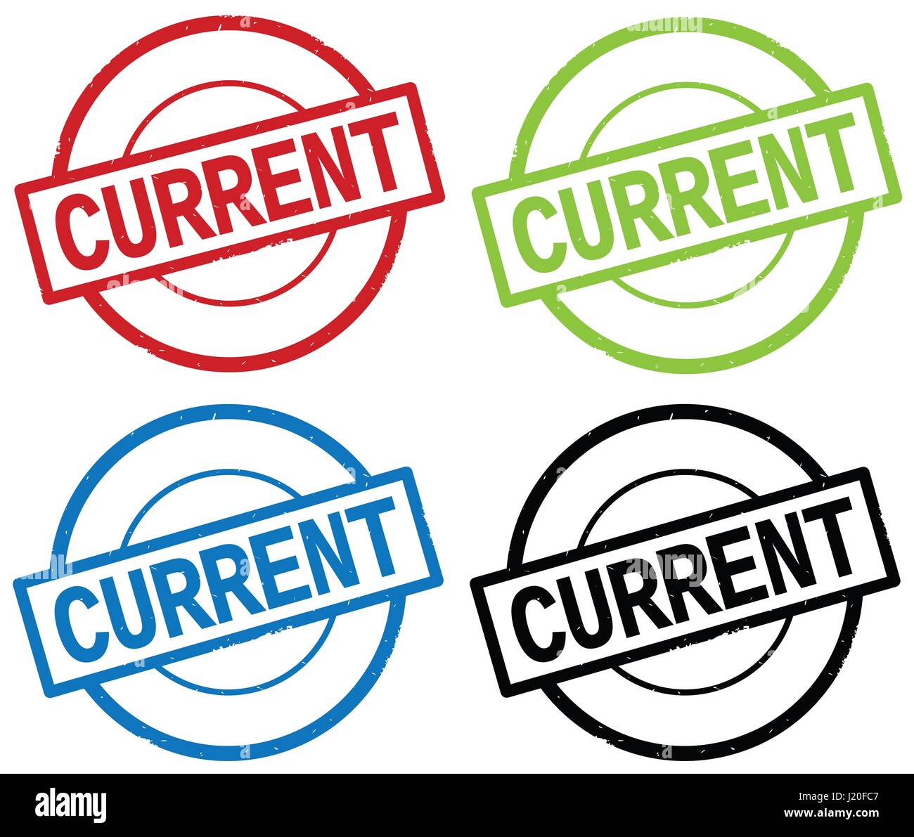 CURRENT text, on round simple stamp sign, in color set Stock Photo - Alamy