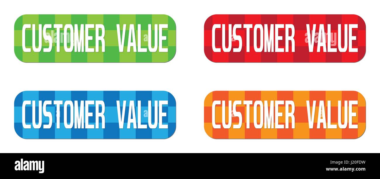CUSTOMER VALUE text, on rectangle, zig zag pattern stamp sign, in color ...