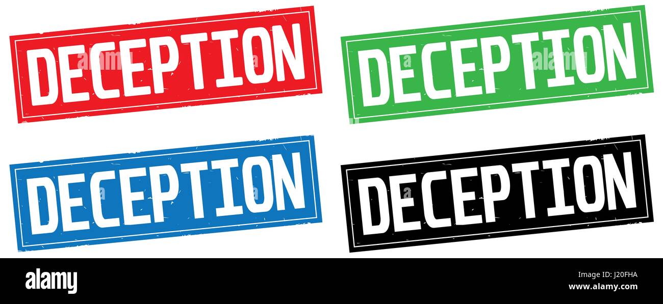 DECEPTION text, on rectangle stamp sign, in color set Stock Photo - Alamy