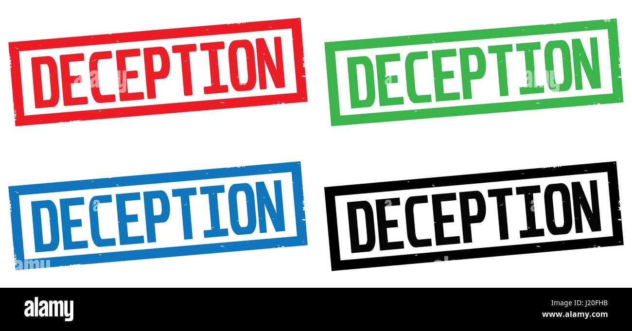 DECEPTION text, on rectangle border stamp sign, in color set Stock ...