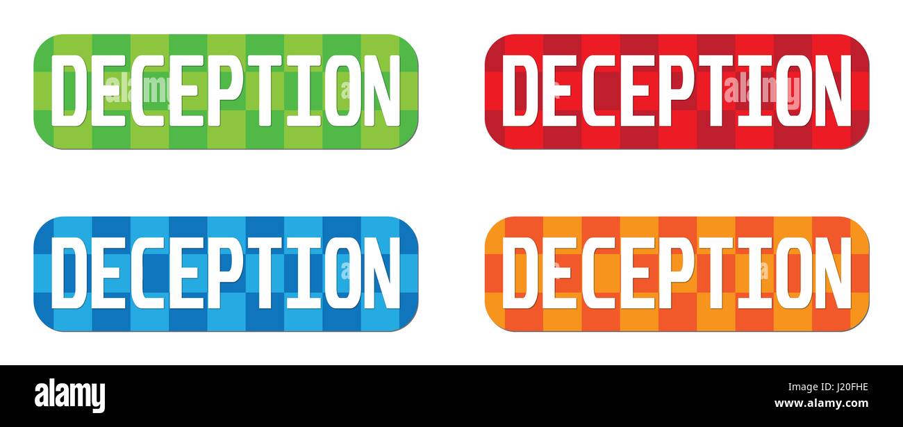 DECEPTION text, on rectangle, zig zag pattern stamp sign, in color set ...