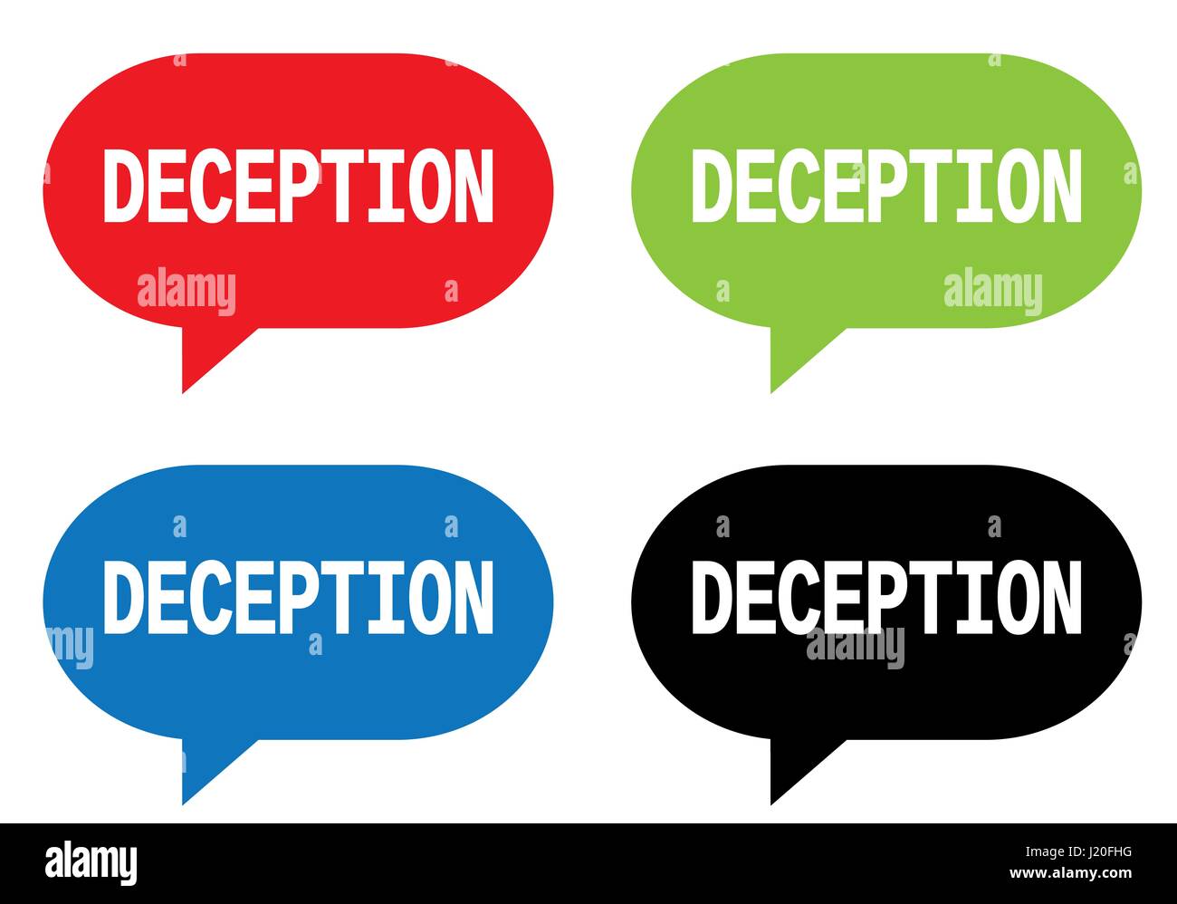 DECEPTION text, on rectangle speech bubble sign, in color set Stock ...