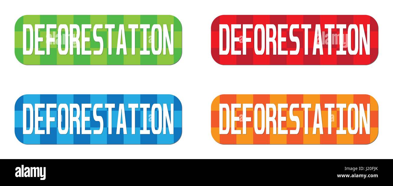 DEFORESTATION text, on rectangle, zig zag pattern stamp sign, in color ...