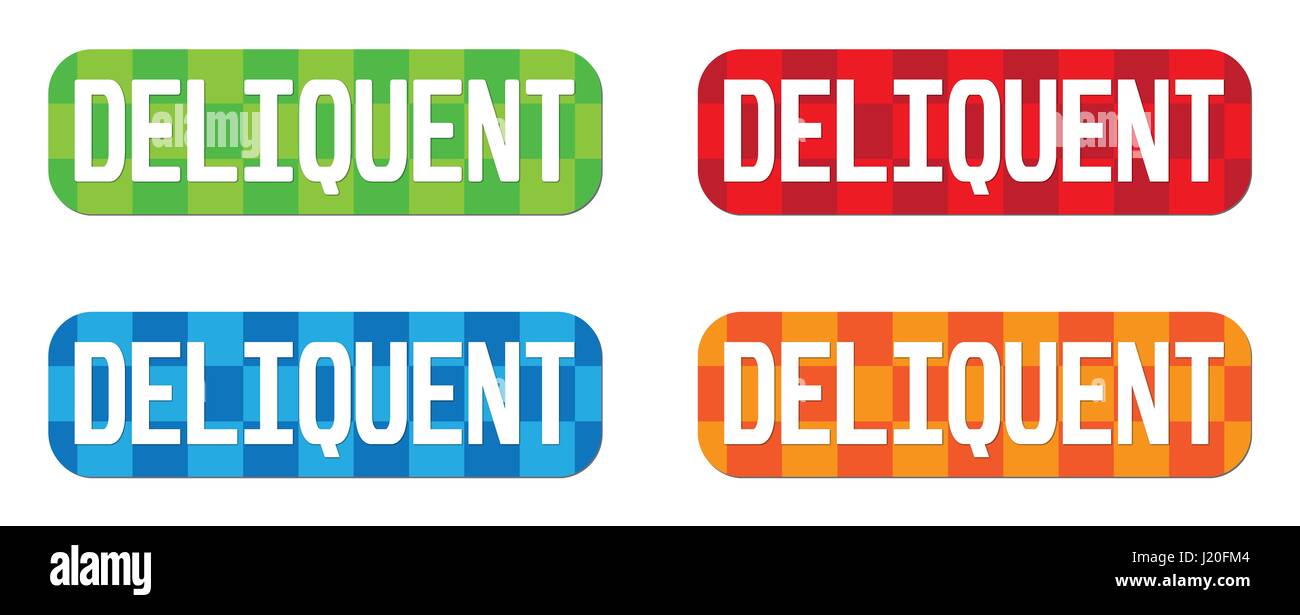 DELIQUENT text, on rectangle, zig zag pattern stamp sign, in color set ...