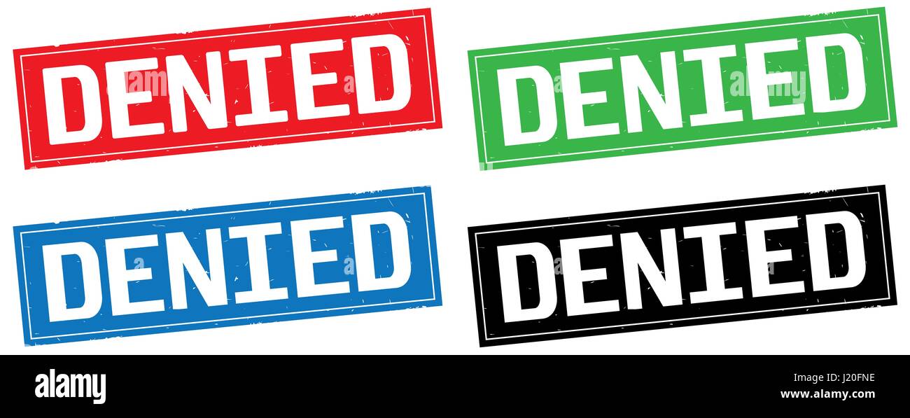 DENIED text, on rectangle stamp sign, in color set Stock Photo - Alamy