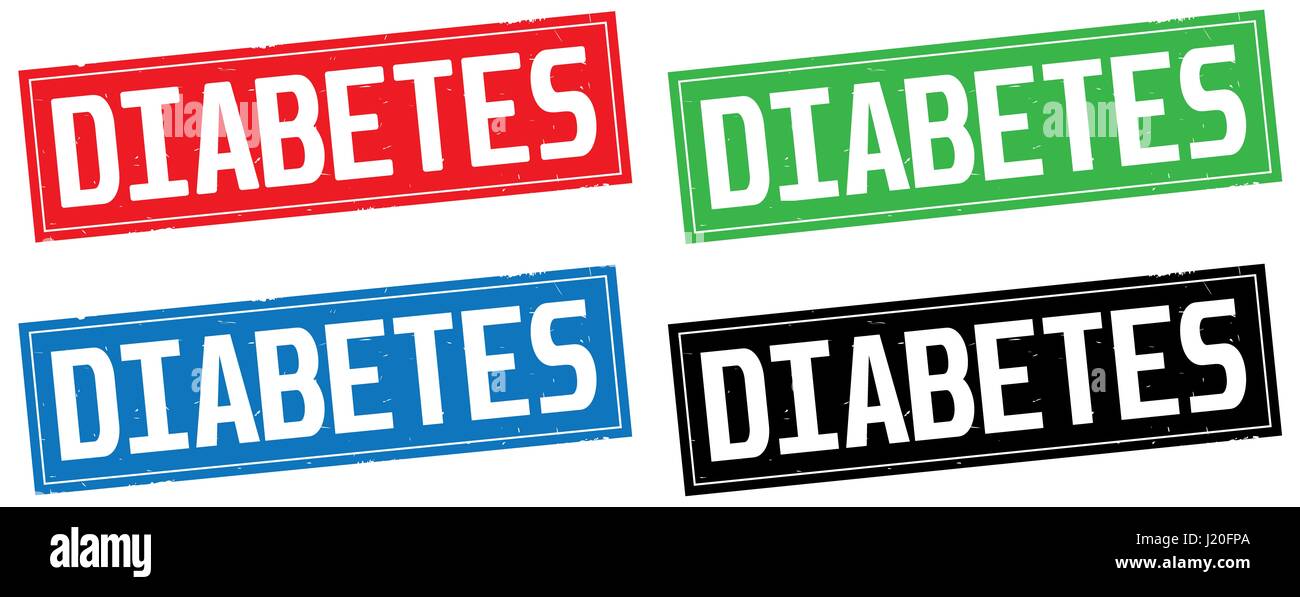 DIABETES text, on rectangle stamp sign, in color set Stock Photo - Alamy