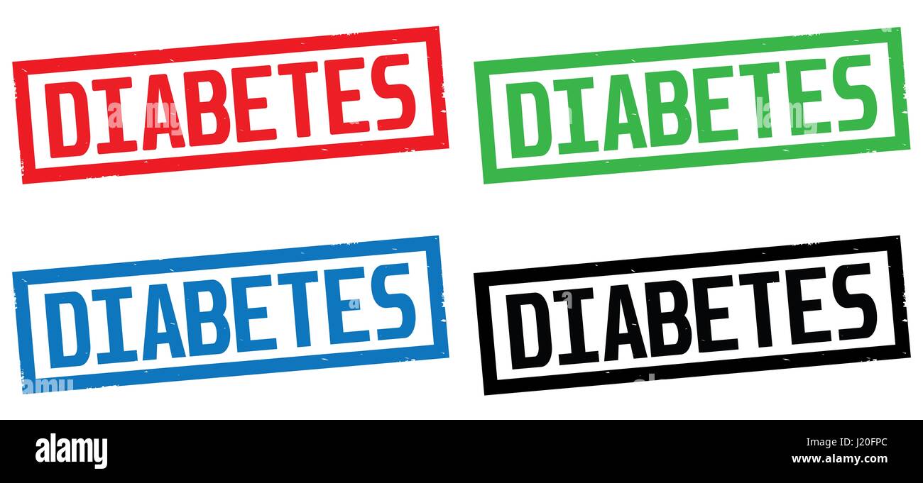 DIABETES text, on rectangle border stamp sign, in color set Stock Photo ...