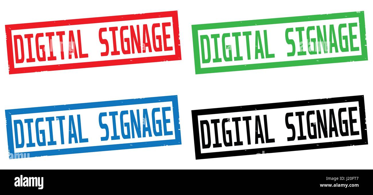 DIGITAL SIGNAGE text, on rectangle border stamp sign, in color set ...