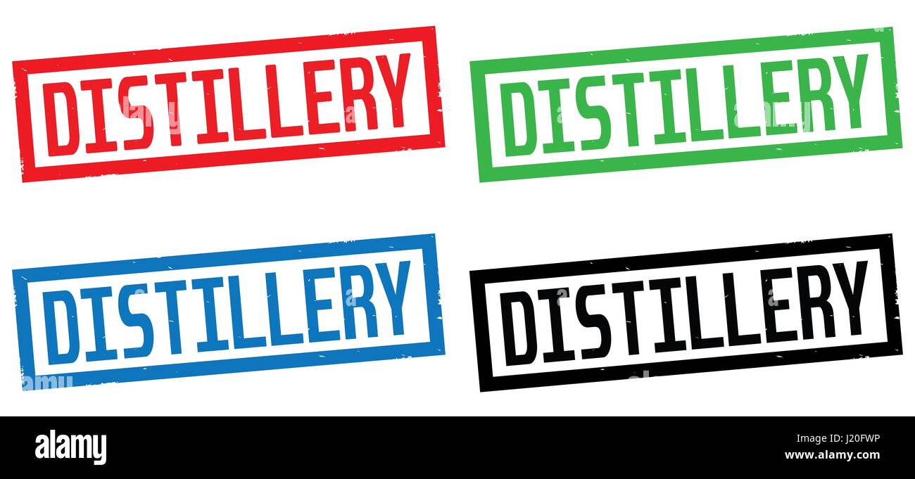 DISTILLERY text, on rectangle border stamp sign, in color set Stock ...