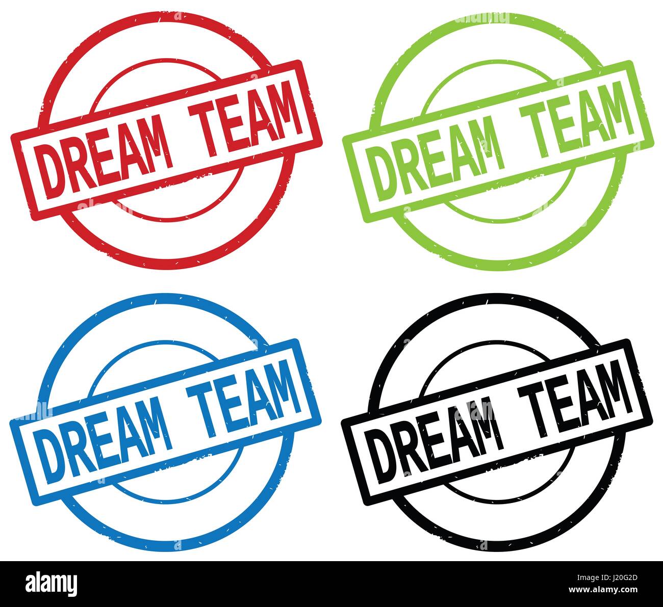 DREAM TEAM text, on round simple stamp sign, in color set Stock Photo ...