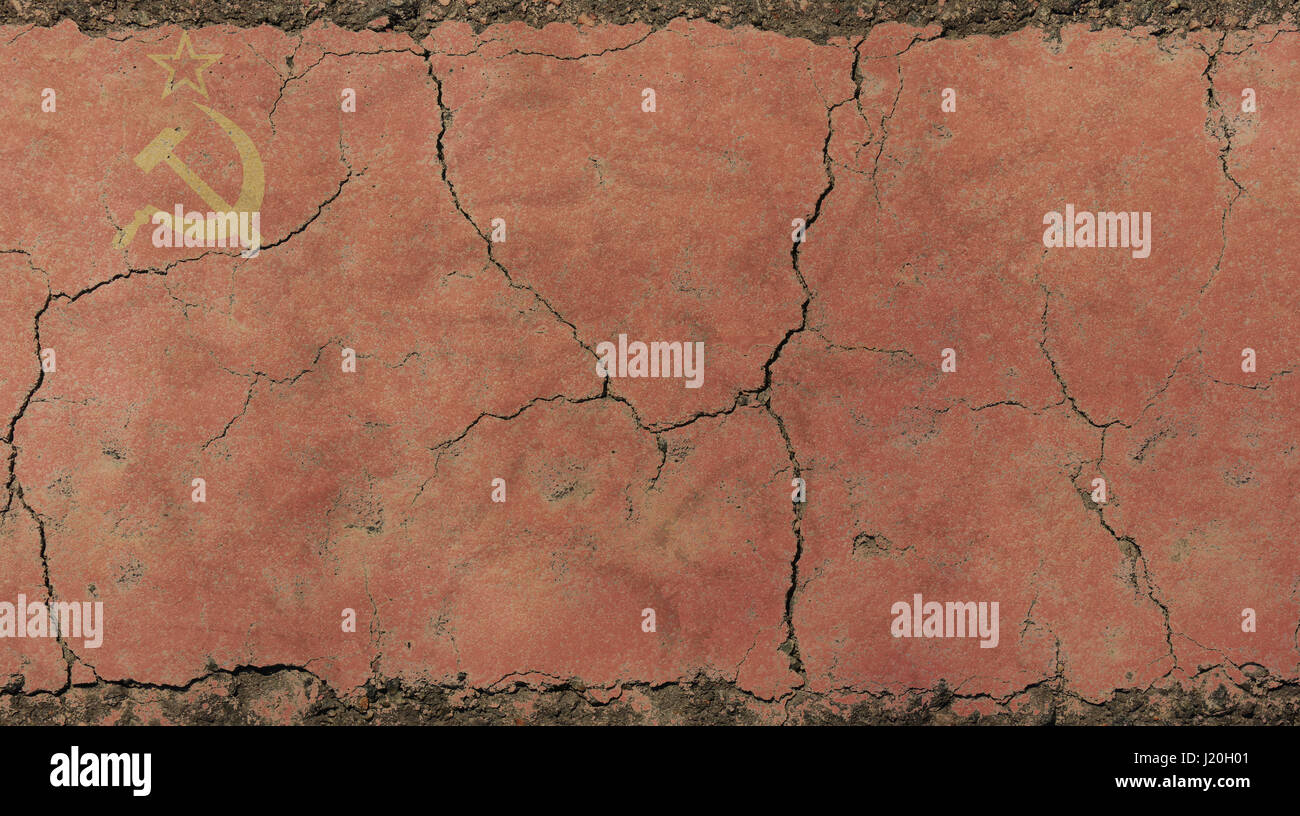 Old grunge vintage dirty faded shabby distressed former USSR Soviet ...