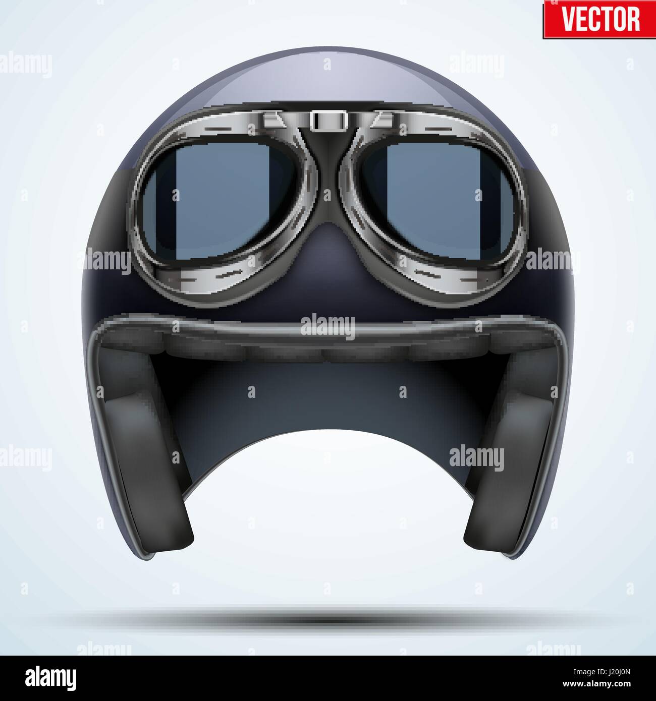 Vintage motorcycle classic helmet with goggles. Black color ...