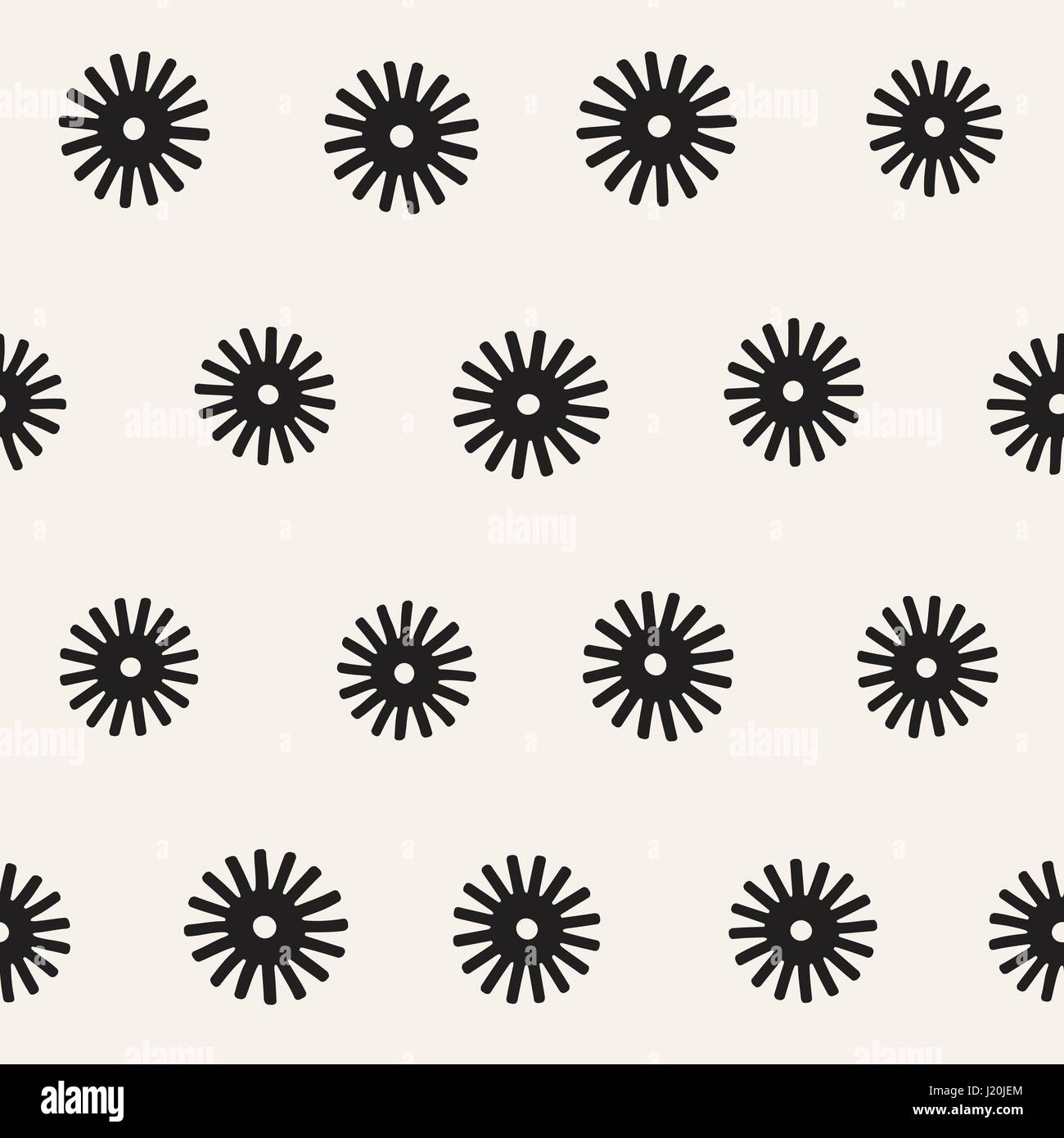Vector seamless sunburst shapes freehand pattern. Abstract background ...