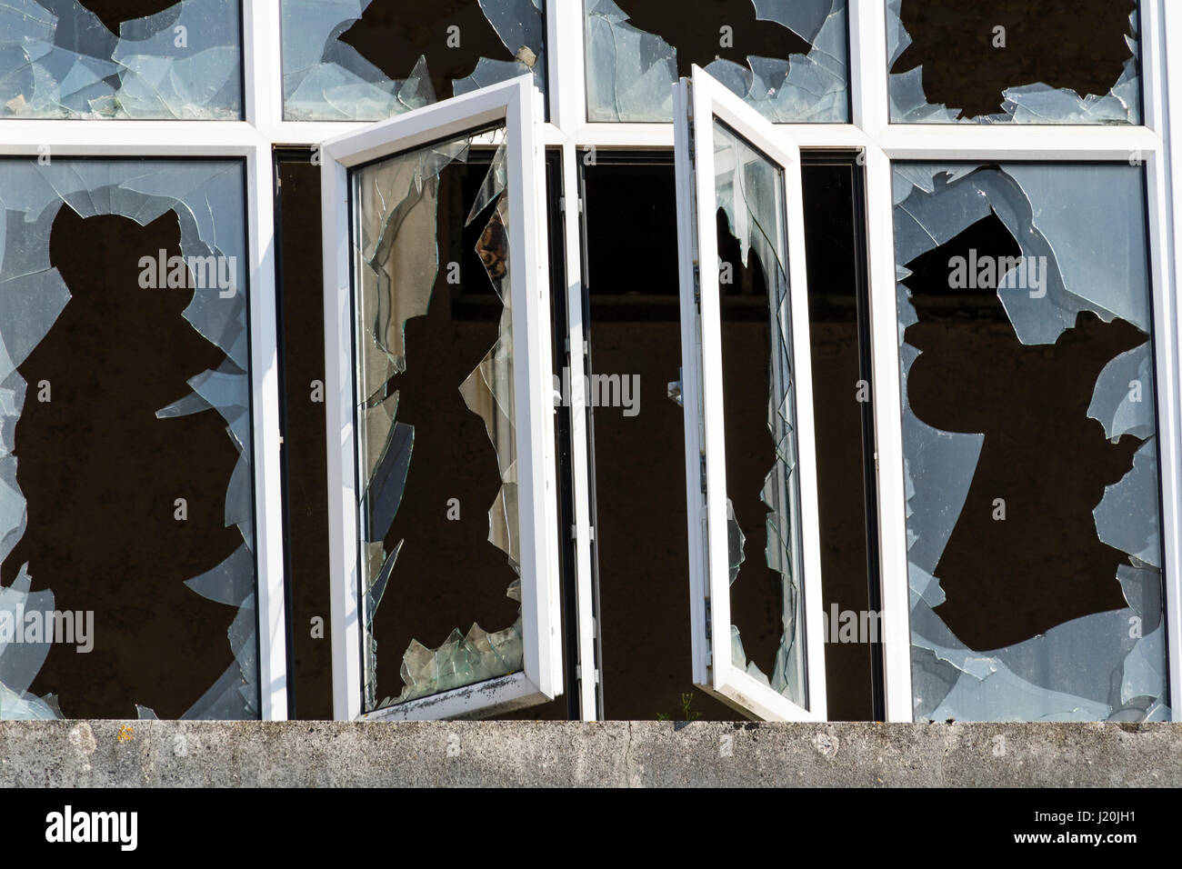 Detail of Smashed Top Floor Windows at the Derelict Unigate Factory ...