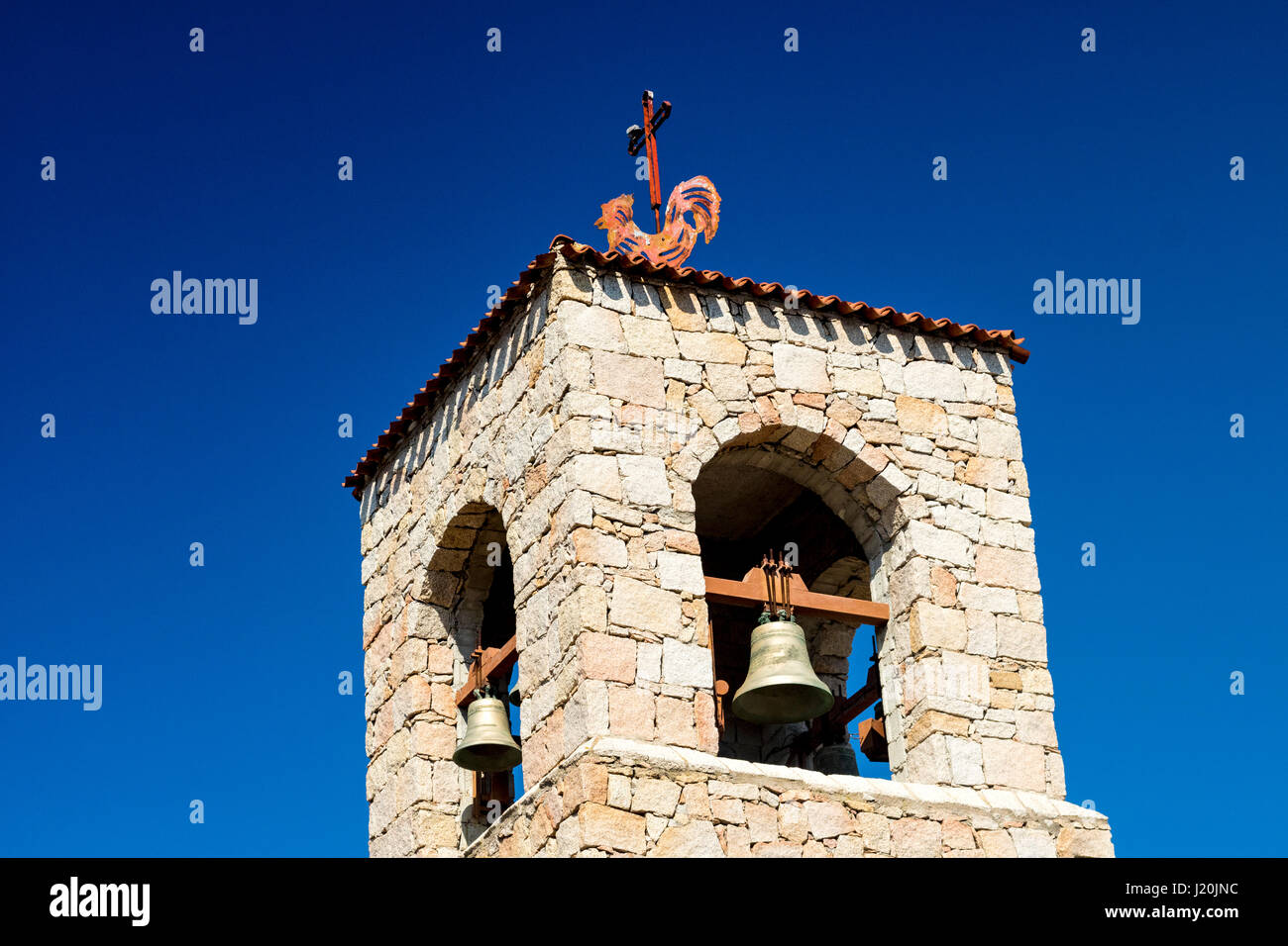 Colourful Bell Tower Detail: Cross,Bells and Granite Roof Apex of the ...